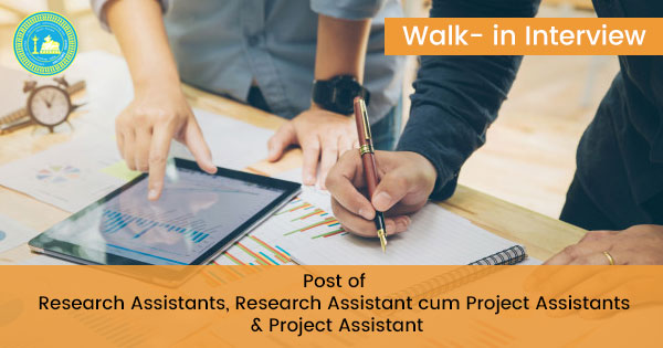Walk in Interview - Post of Research Assistant , Research Assistant cum ...