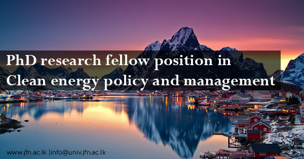 PhD research fellow position in Clean Energy Policy and Management at ...